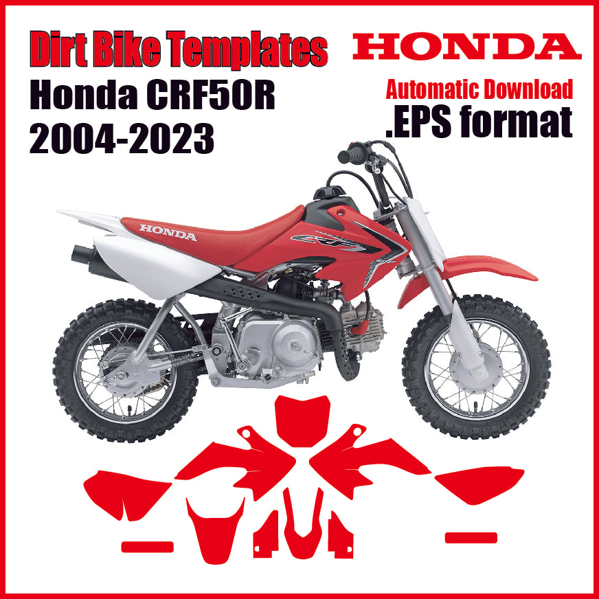 Honda CRF50R 2004-2023 motocross graphics template – Dirt Bike Templates